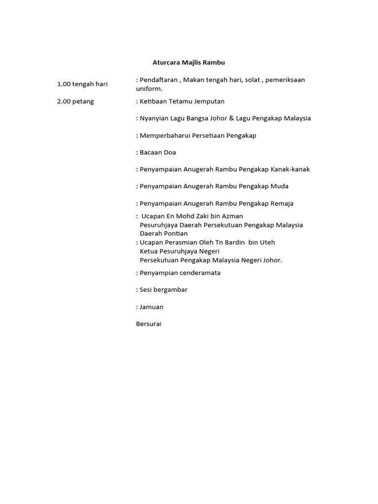 Aturcara Program Rambu | PDF