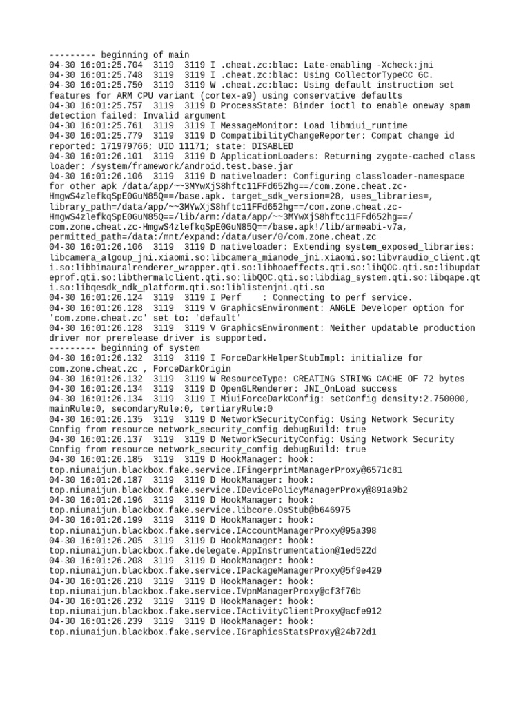 Com - Zone.cheat - ZC Logcat | PDF | Computer Science | Information Technology