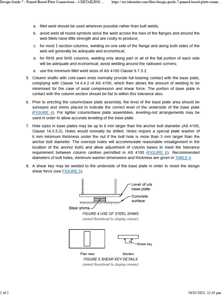 Pinned Base Plate Connection Guidelines | PDF | Column | Screw