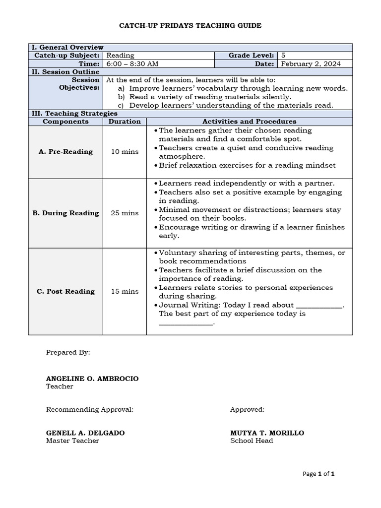 Reading Teachers Guide | PDF | Learning | Human Communication