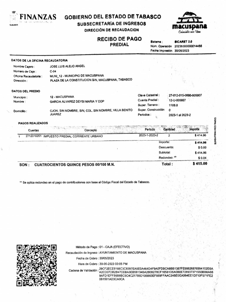 Boleta Predial Juan Manuel - 1 | PDF