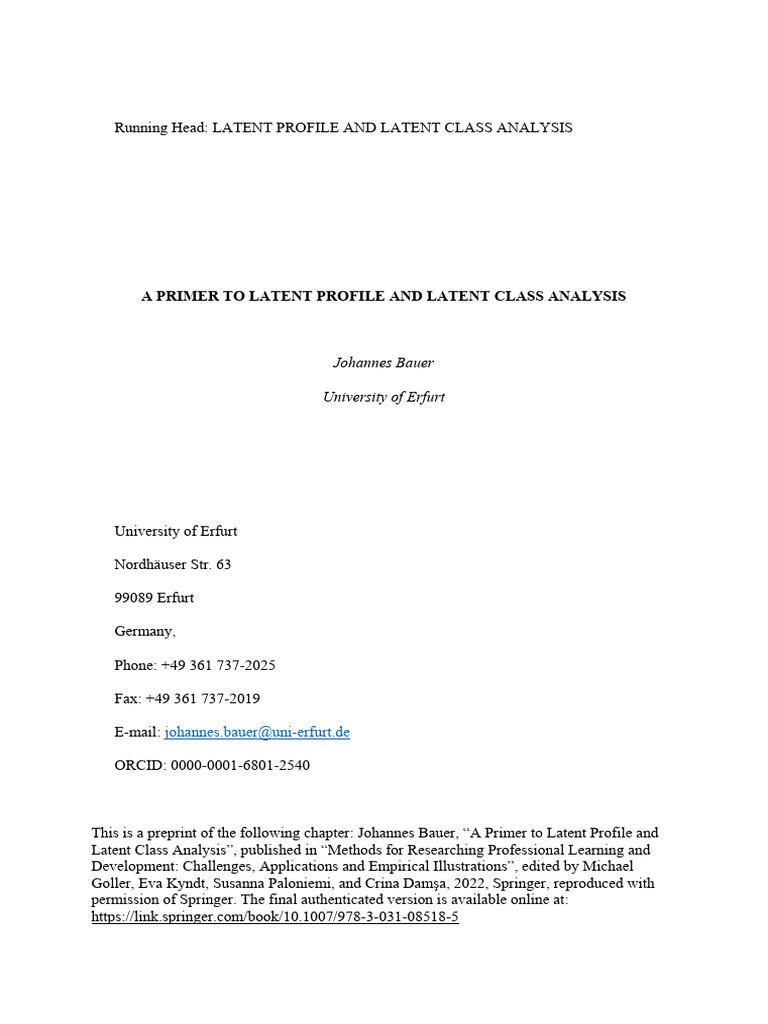 LCA Latent Class Analisys Introduction | PDF | Statistical Classification | Categorical Variable