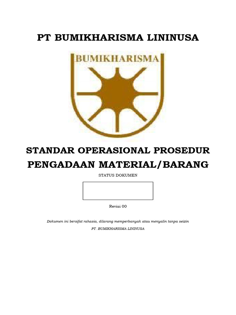 BKL-SOP-8.4-13 PROSEDUR PENGADAAN MATERIAL Atau BARANG | PDF