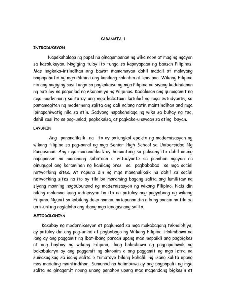 Epekto NG Modernisasyon NG Wikang Filipino | PDF
