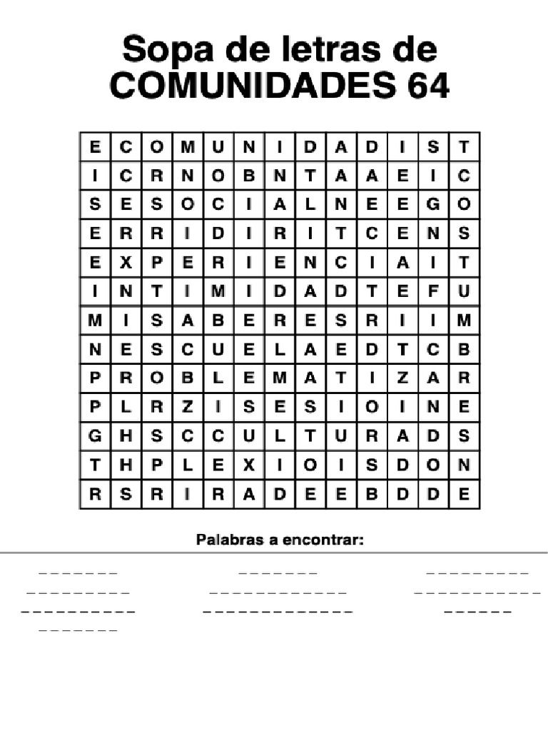 Sopa de Letras Comunidades | PDF