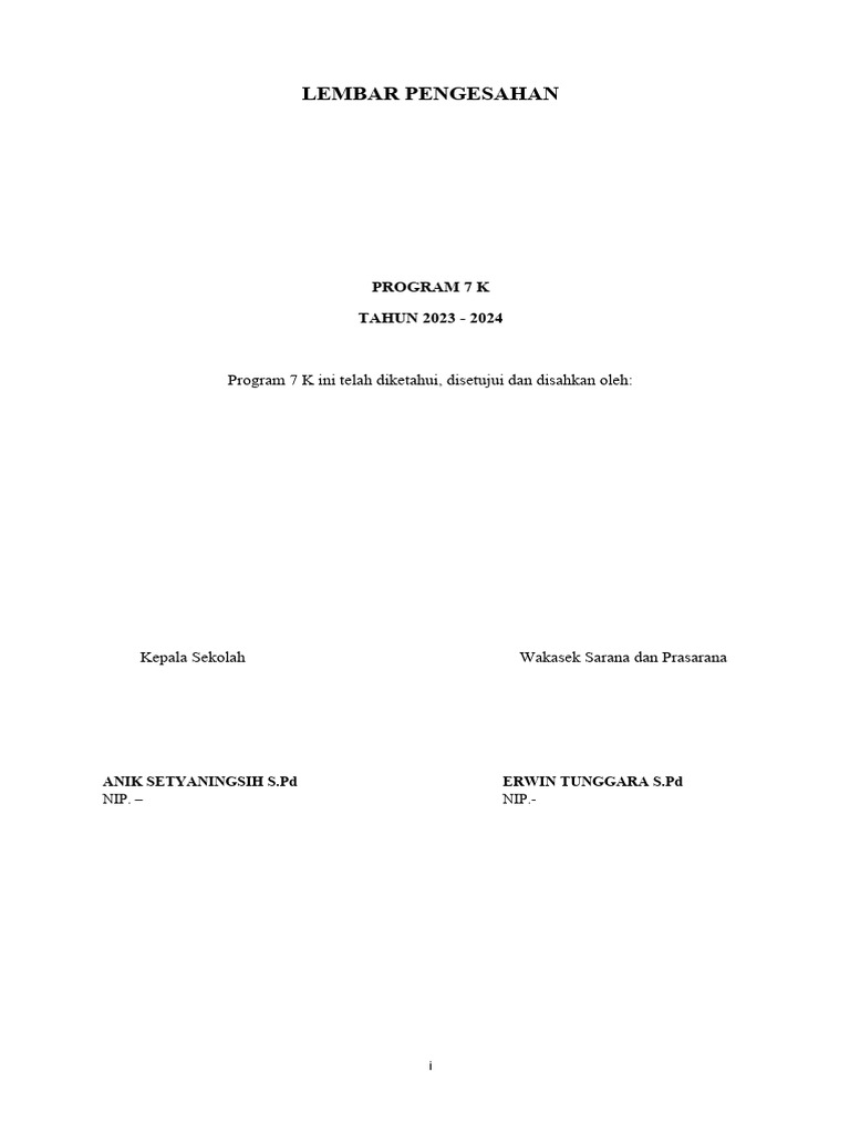 Progam 7k Sapras Pgri 4 | PDF