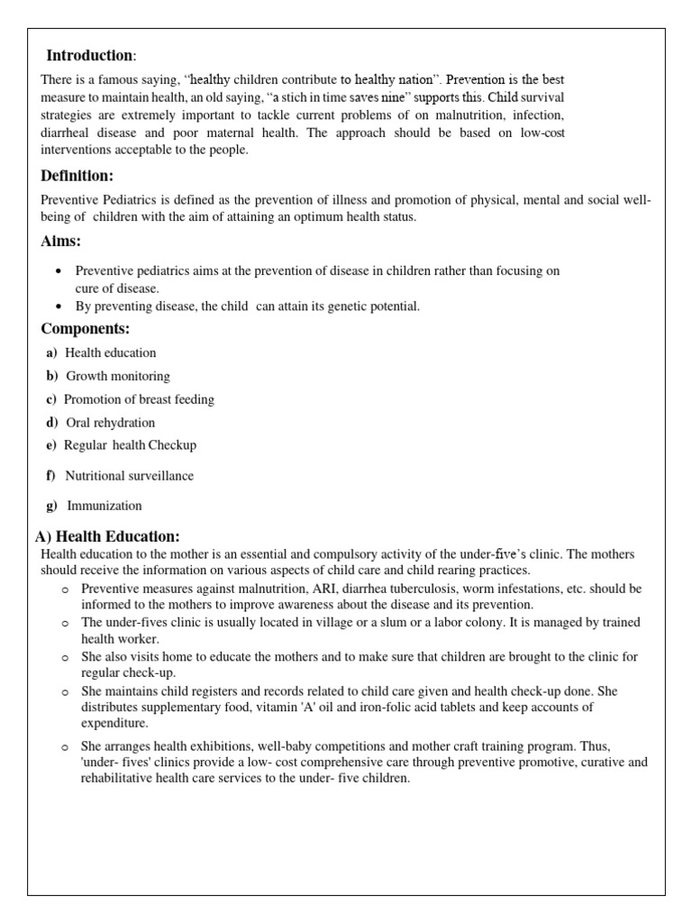 Preventive Paediatrics | Download Free PDF | Breast Milk | Breastfeeding