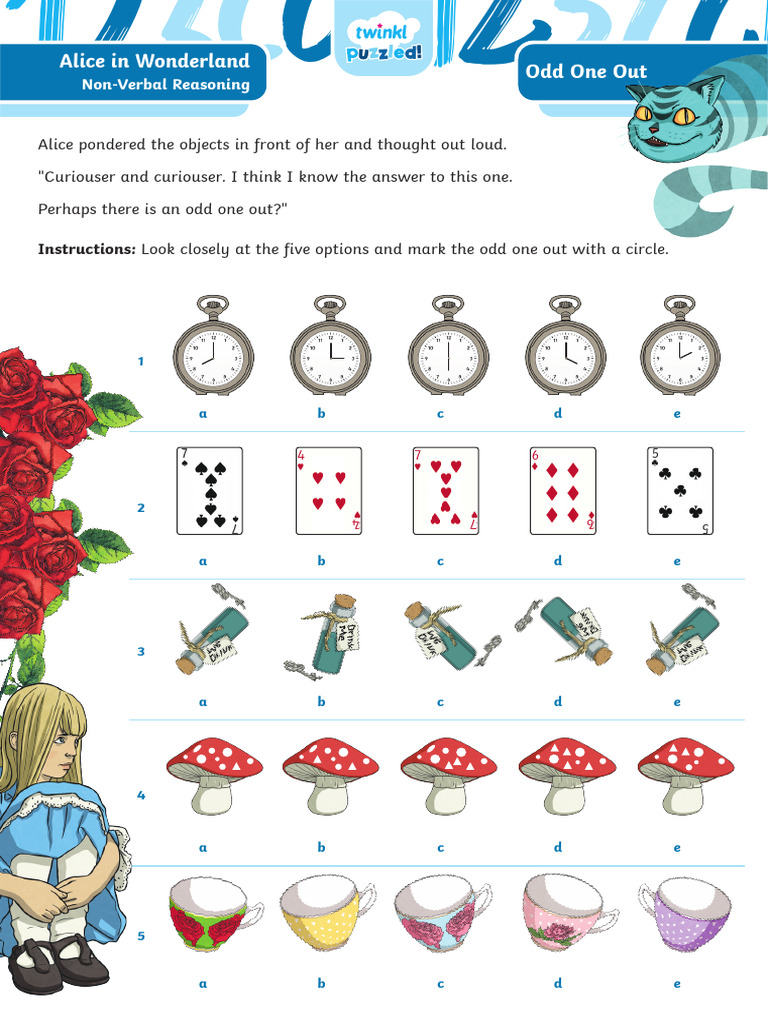T PZ 1674112113 Alice in Wonderland Non Verbal Reasoning Practice Pack ...