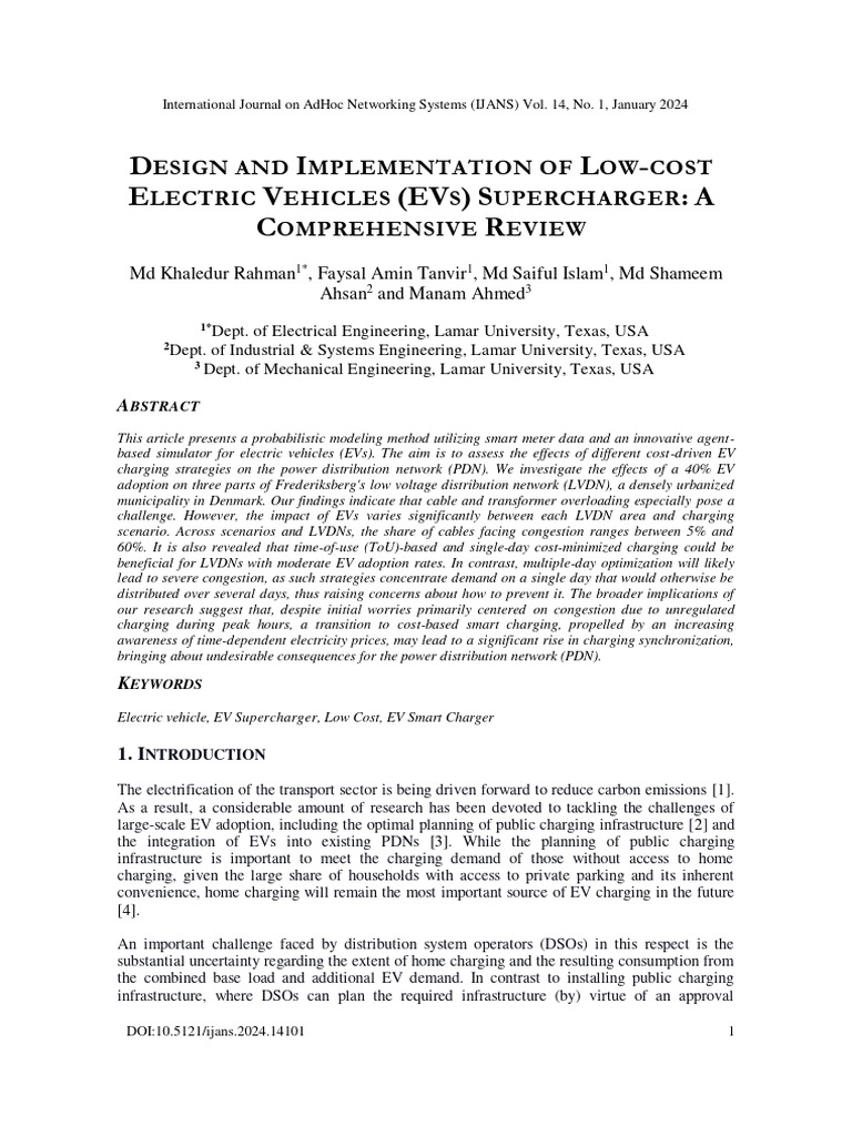 Design and Implementation of Low-Cost Electric Vehicles (EVs) Supercharger: A Comprehensive ...