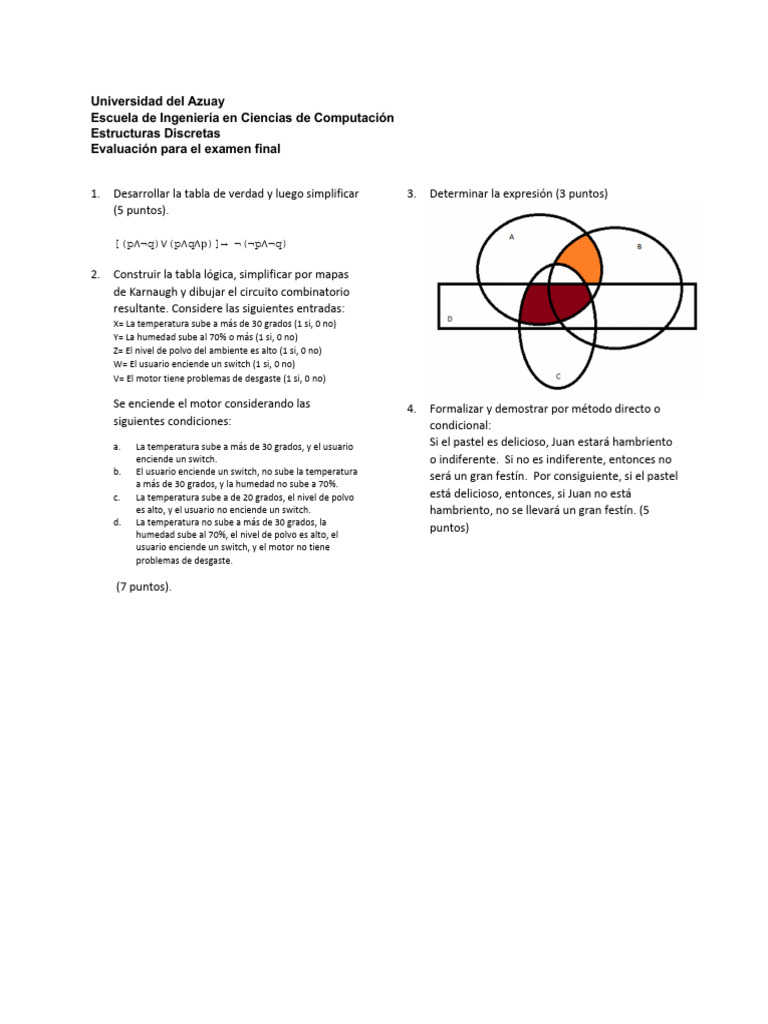 Evaluación Final de Estructuras Discretas | PDF