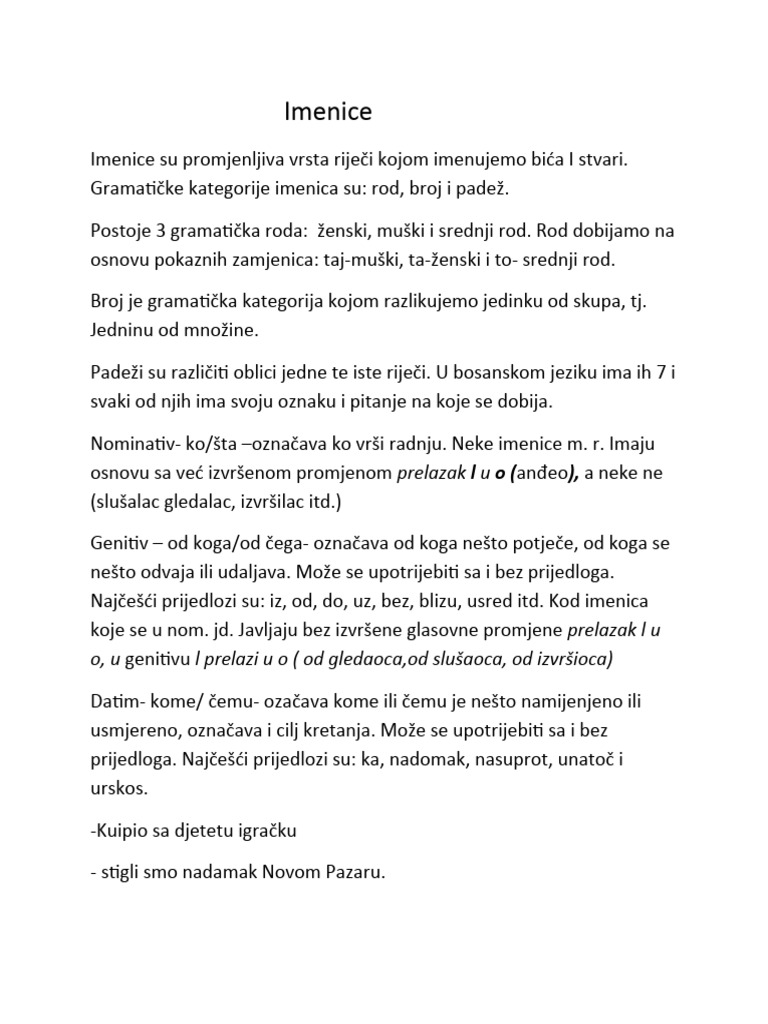Imenice I Zamjenice | PDF