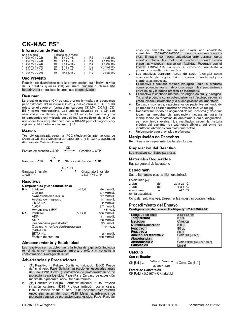 Ck-Nac Fs : Información de Pedido | PDF | Química