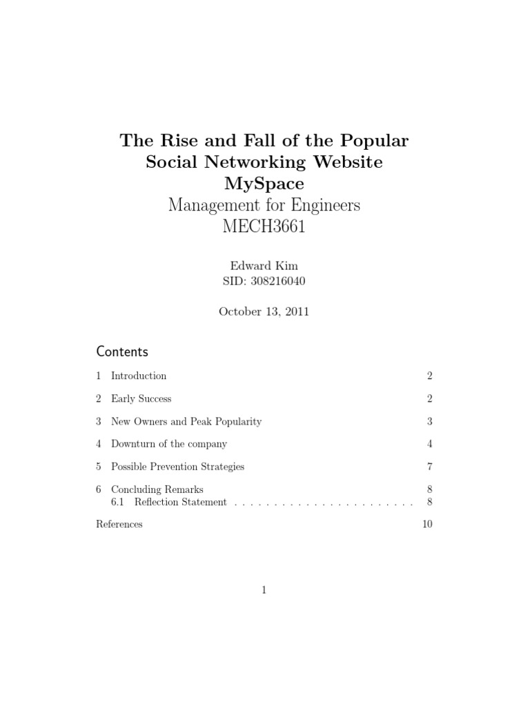 MySpace: Success, Decline, and Lessons | PDF | Myspace | Facebook