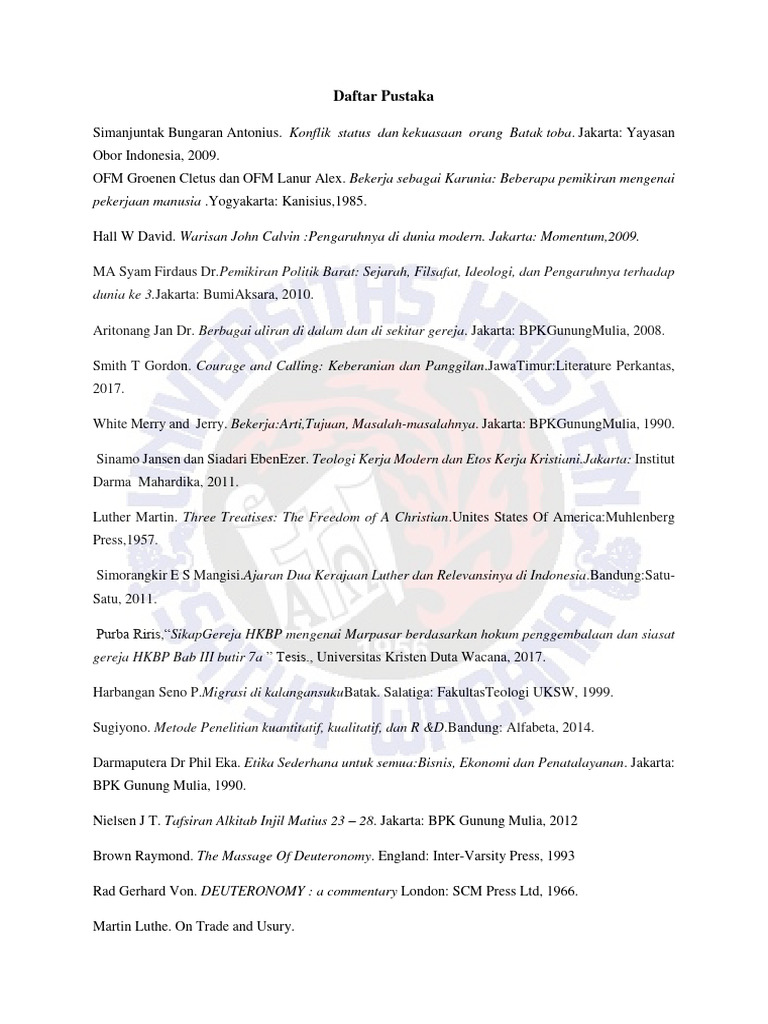 Daftar Pustaka Makalah Martin Luther | PDF