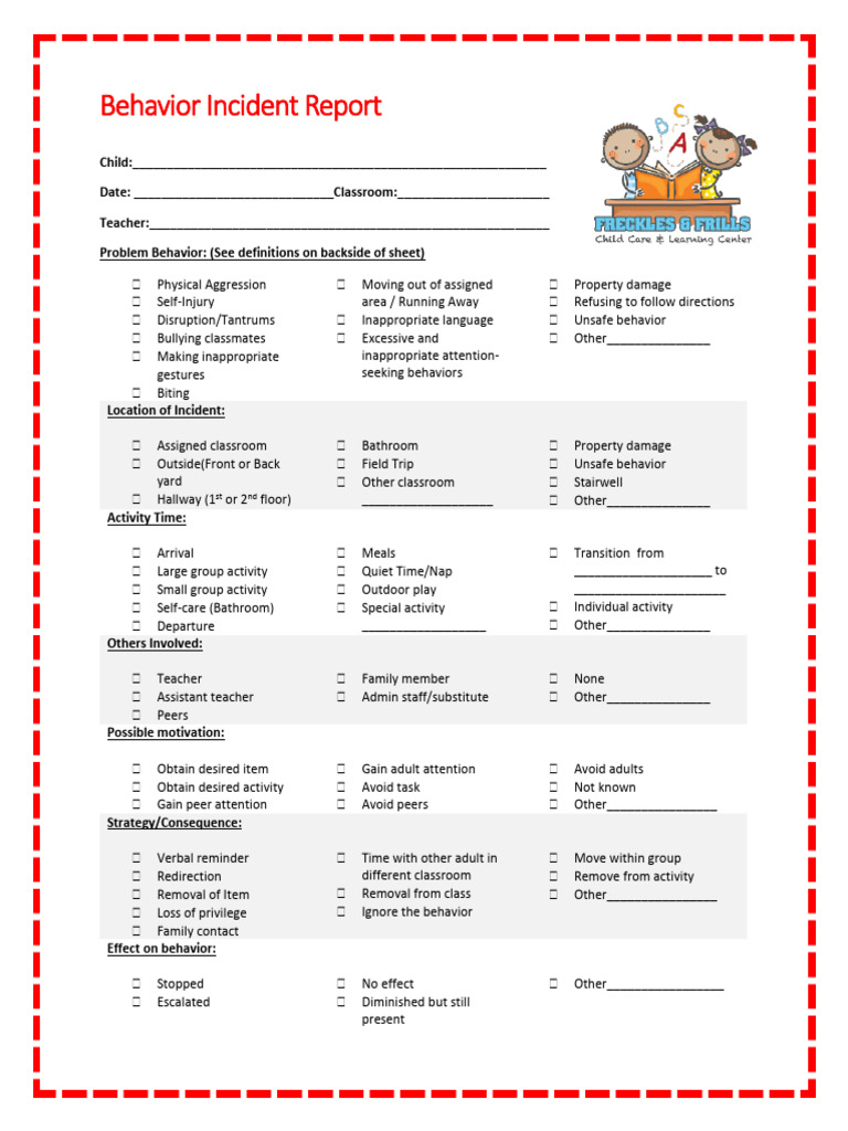 Behavior Incident Report Template | PDF | Profanity | Bullying