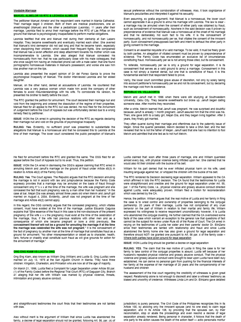 PFR Cases | PDF | Annulment | Marriage