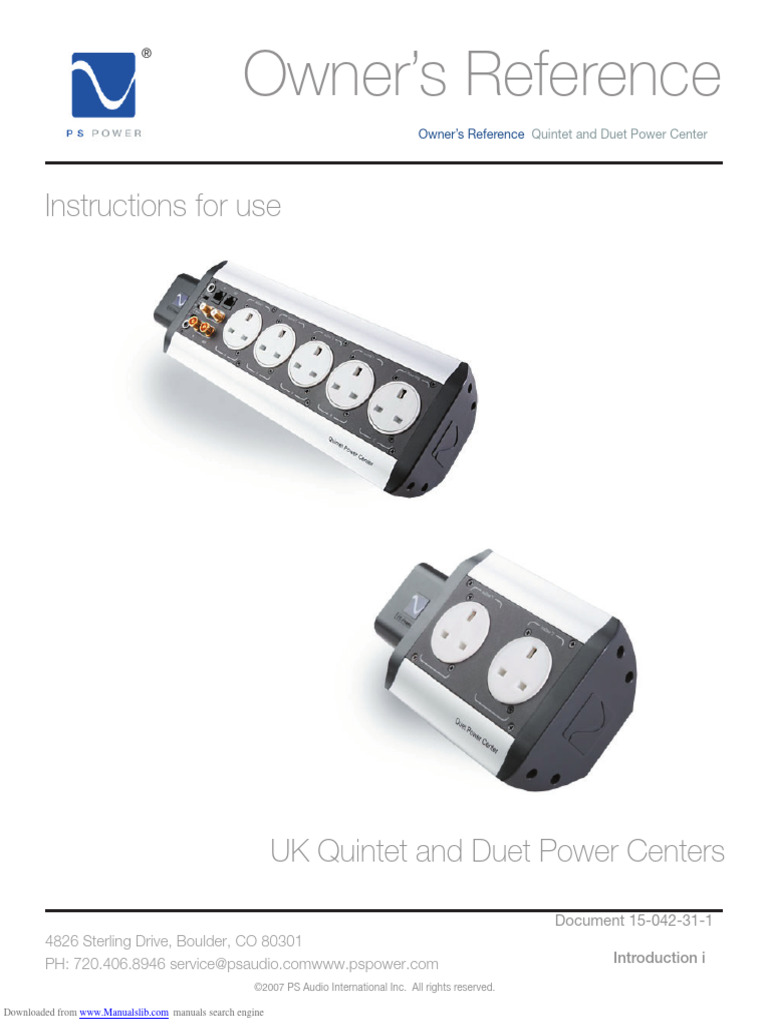Quintet and Duet Power Center Owners Reference | PDF | Ac Power Plugs ...