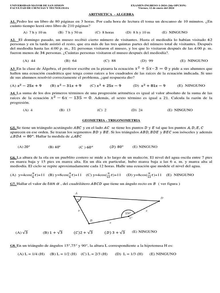 Aritmetica - Algebra A1 | PDF | Triángulo