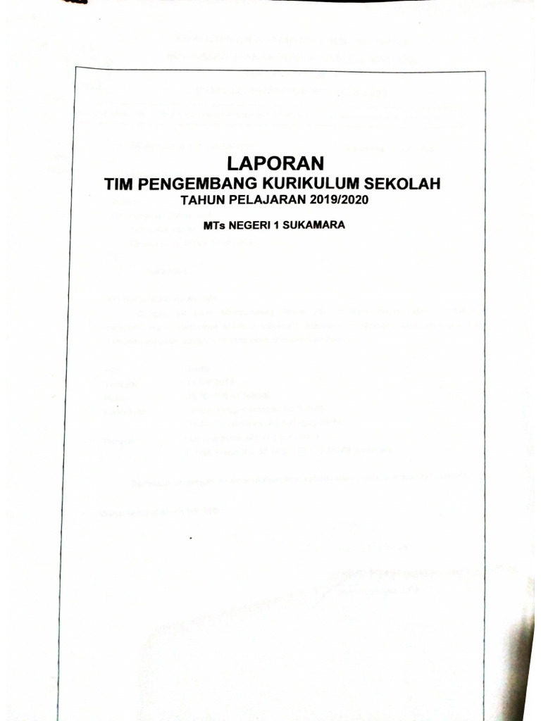 Laporan Tim Pengembang Kurikulum | PDF
