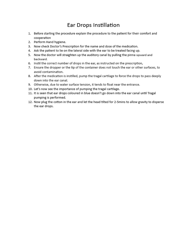 Ear Drops Instillation Procedure Guide | PDF