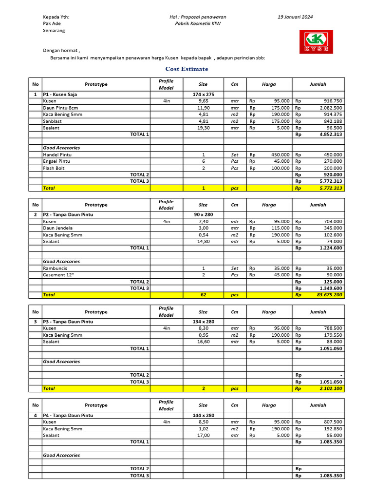 Pak Ade - Alumunium - Pabrik Kosmestik KIW - 19 Januari 2024 | PDF