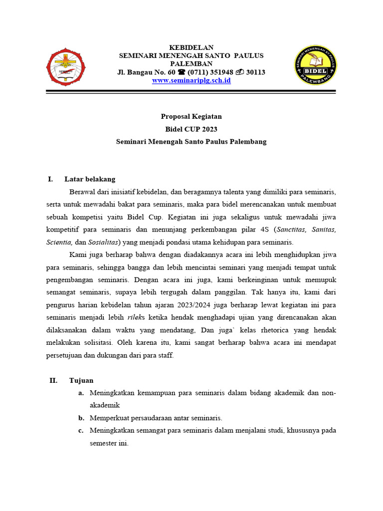 Proposal Bidel Cup Fiks | PDF