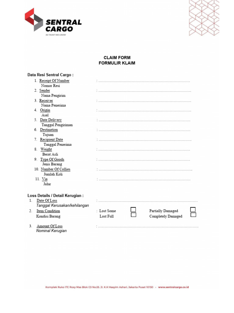 Cargo Claim Form Guide | PDF | Freight Transport