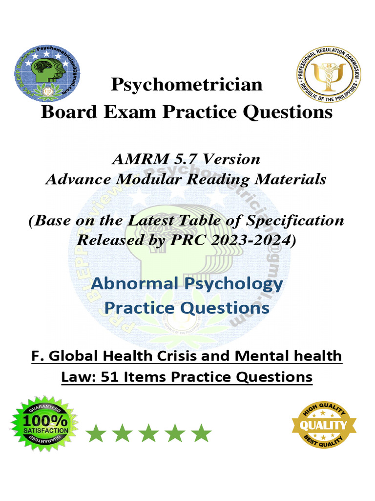 Abnormal Psychology Exam Practice Questions | PDF | Mental Health ...