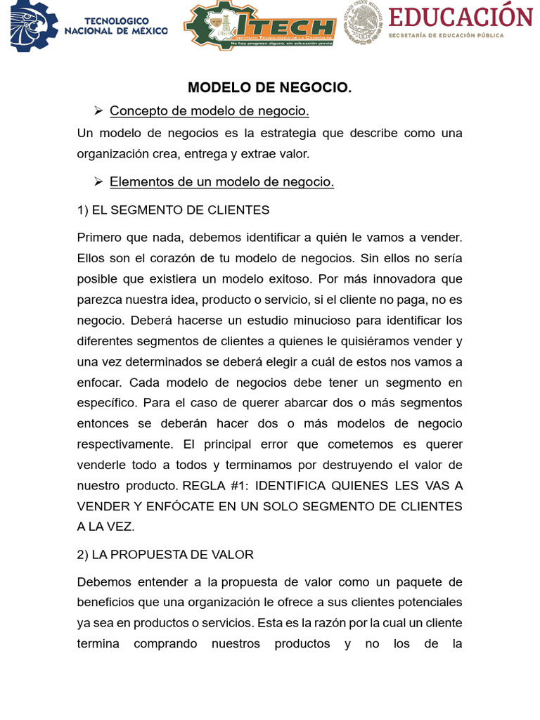 Modelo de Negocio | PDF | Modelo de negocio | Cliente