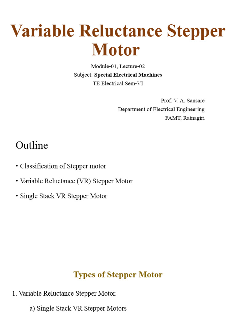 Lecture 2 - Variable Reluctance Stepper Motor | PDF | Electric Motor ...
