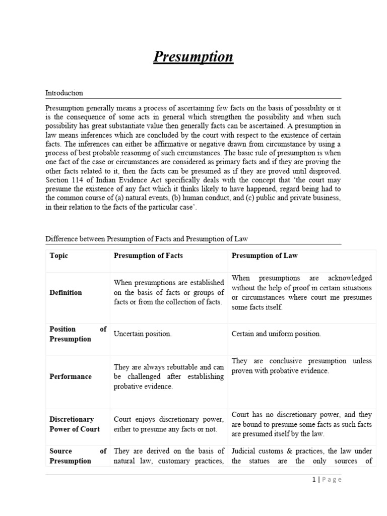 Presumption | PDF | Burden Of Proof (Law) | Theft
