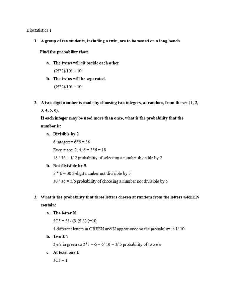 Biostatistics Probability HW | PDF