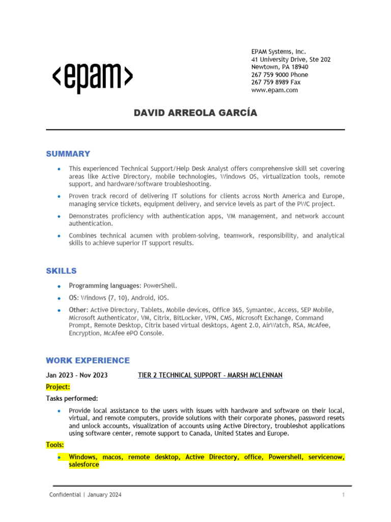 Epam CV | PDF | Microsoft Windows | Remote Desktop Services