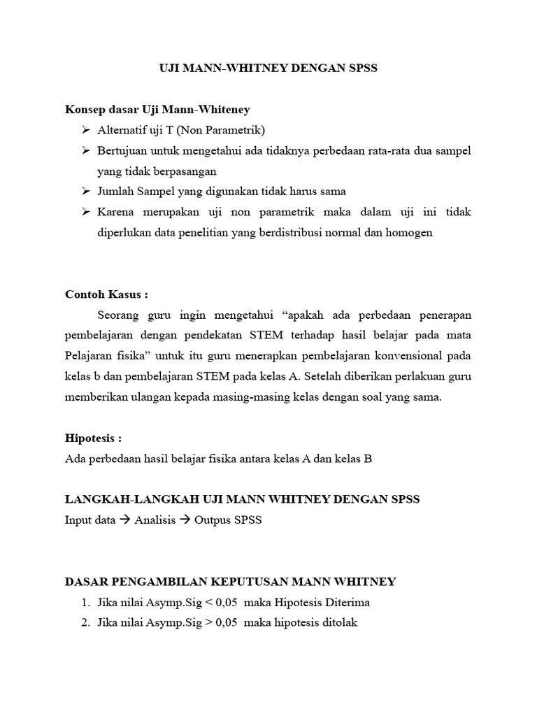 Draf Uji Mann Whitney | PDF