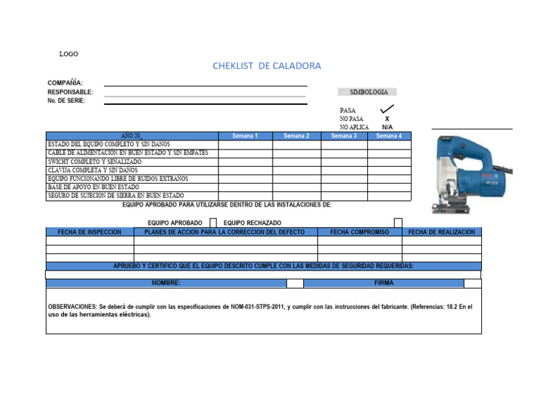 Checklist de Caladora para Inspección Segura | PDF
