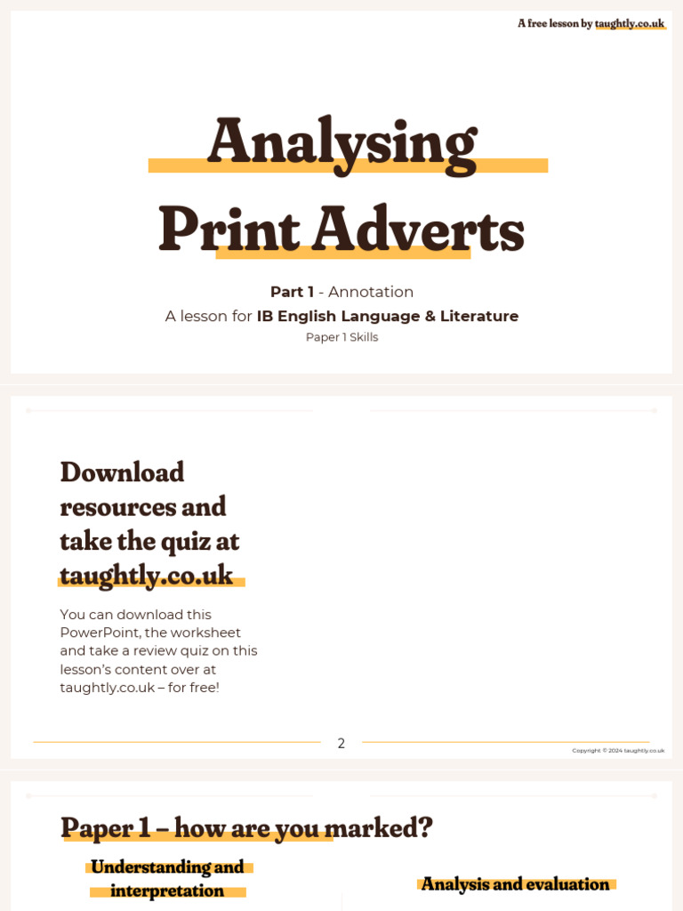 Annotating Print Adverts by Taughtly PowerPoint | PDF | Brand | Advertising