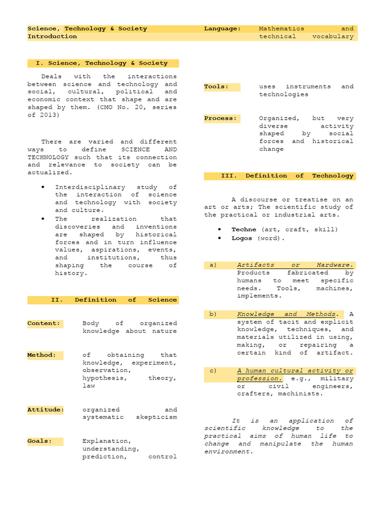 Science, Technology, Society Reviewer - Introduction To STS | PDF | Science | Knowledge