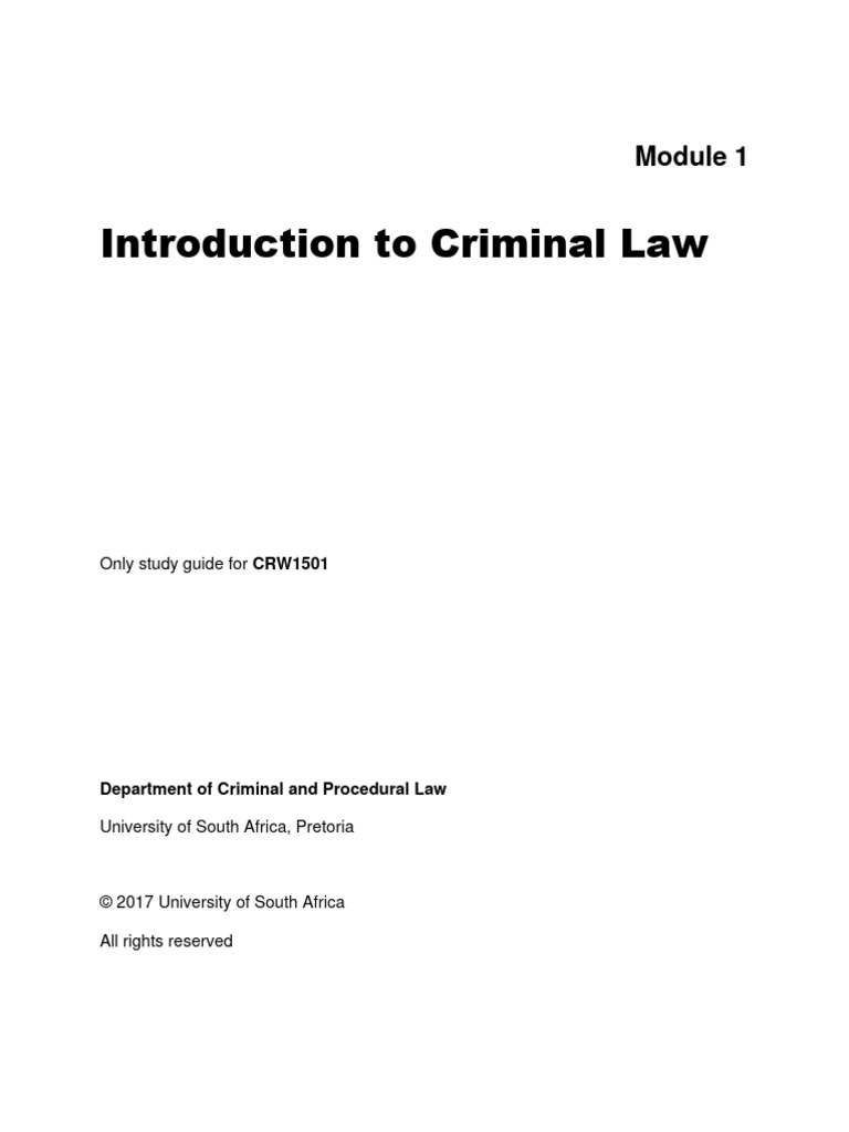 CRW1501 Study Guide INTRODUCTION | PDF | Crimes | Crime & Violence