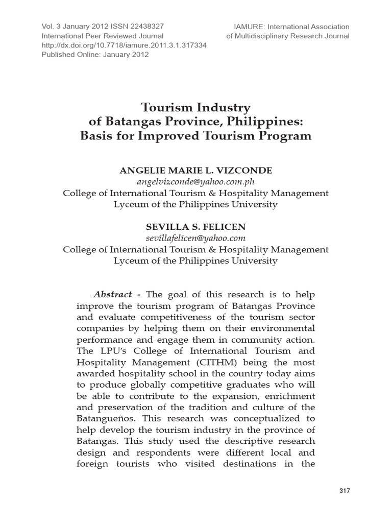 Tourism Industry of Batangas Province PH | PDF | Tourism