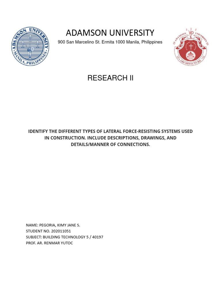 Adamson University | PDF | Beam (Structure) | Framing (Construction)
