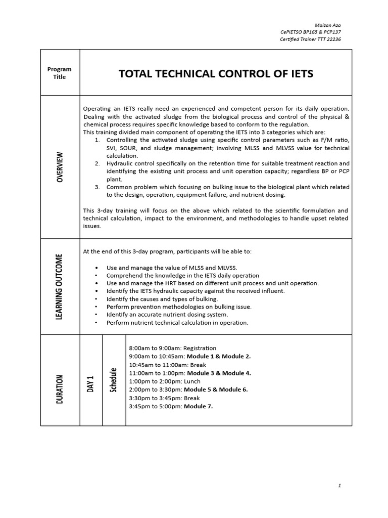 Total Technical Control of IETS Training | PDF | Environmental ...