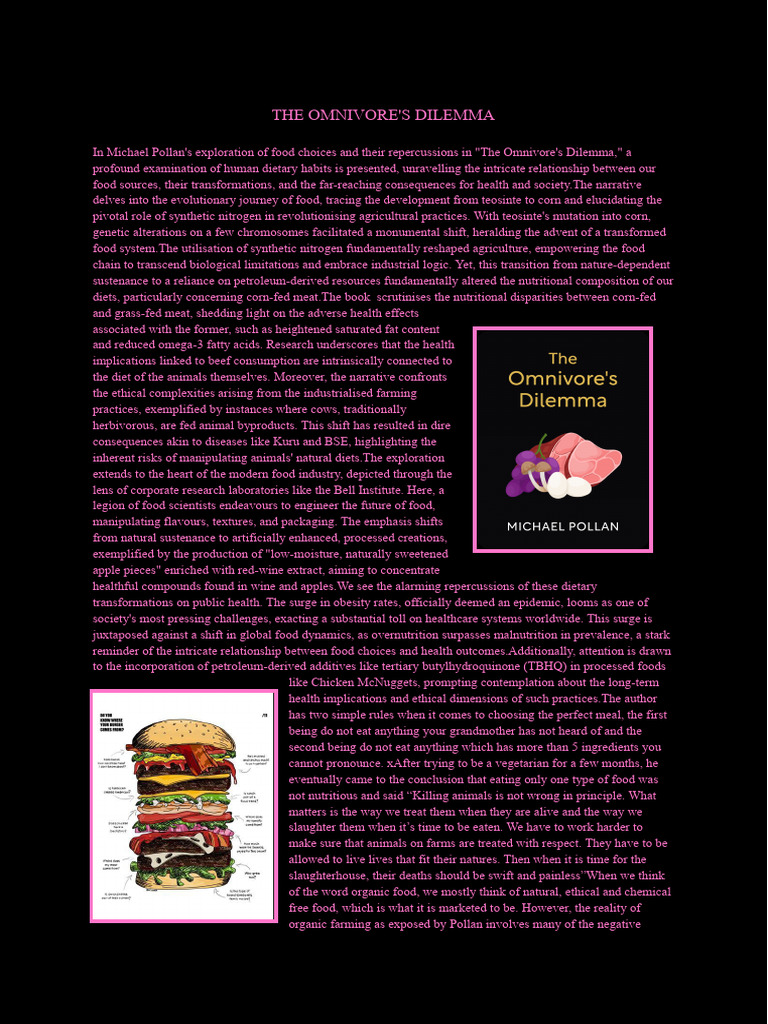 Food Security - The Omnivores Dilemma-2 | PDF | Organic Foods | Food ...