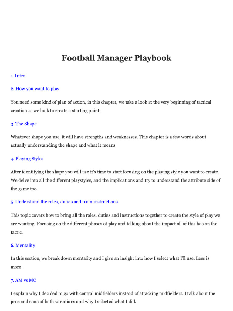 Football Manager Playbook | PDF