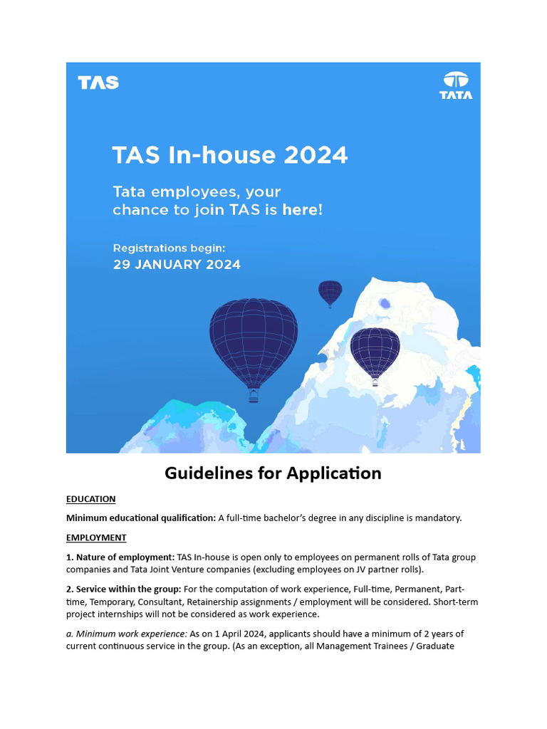 TAS in House 2024 Guidelines For Application | PDF | Graduate ...