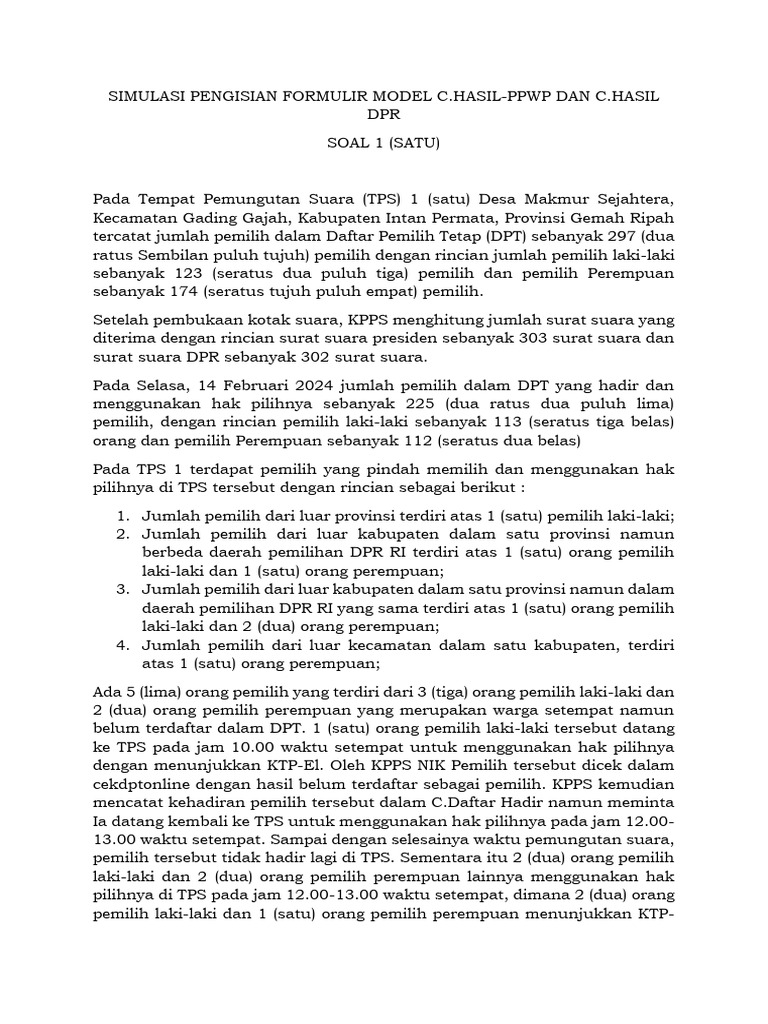 SOAL SIREKAP Bimtek PPS | PDF