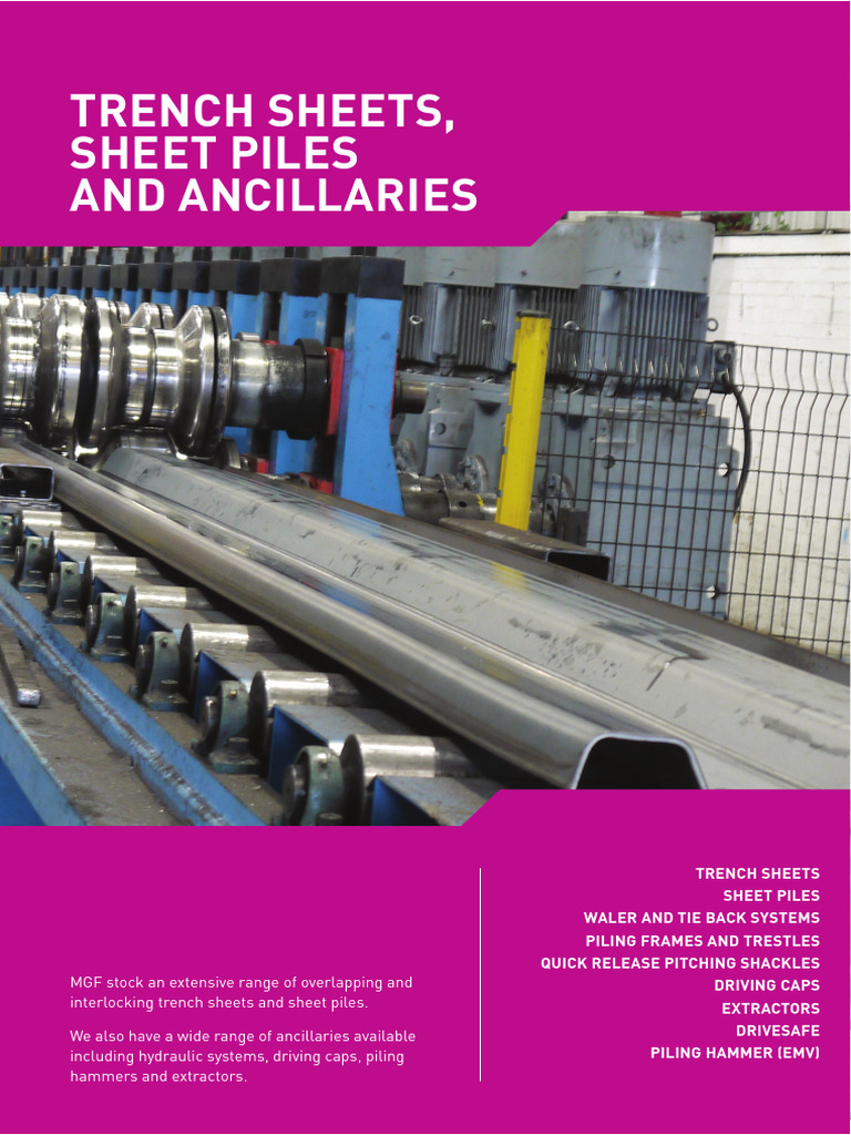 Trench Sheets Sheet Piles Ancillaries MGF Shoring Brochure 2019 | PDF ...