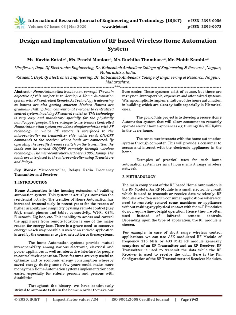 RF Project | PDF | Home Automation | Relay