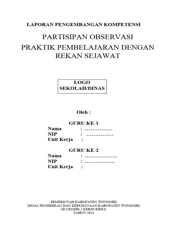 Contoh Laporan Observasi Praktik Pembelajaran Dengan Rekan Sejawat | PDF Contoh Laporan Observasi Praktik Pembelajaran Dengan Rekan Sejawat | PDF