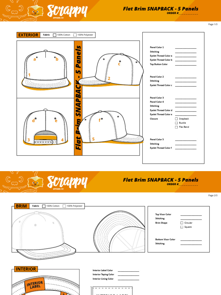8005 - 5 Panel Flat Brim Snapback Hat | PDF | Embroidery | Decorative Arts