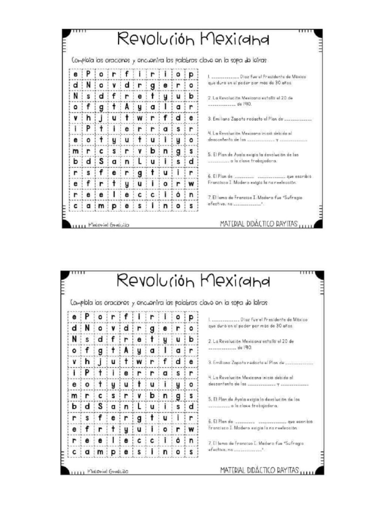 Actividades Revolucion Mexicana | PDF